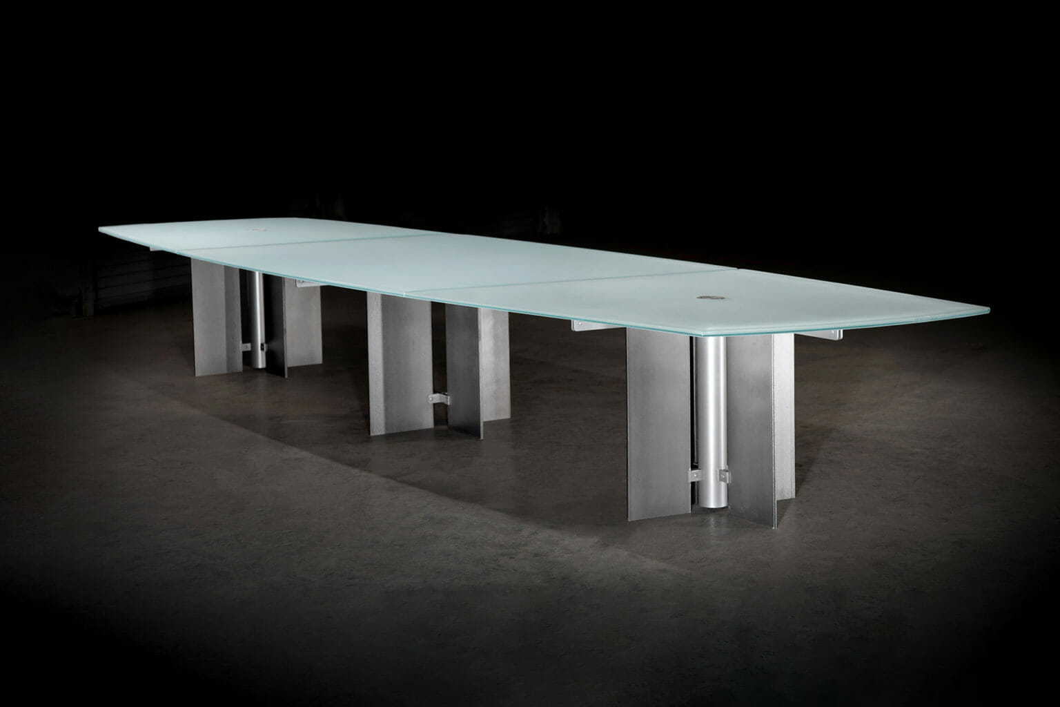 Radian Custom Glass Top Conference Table Stoneline Designs